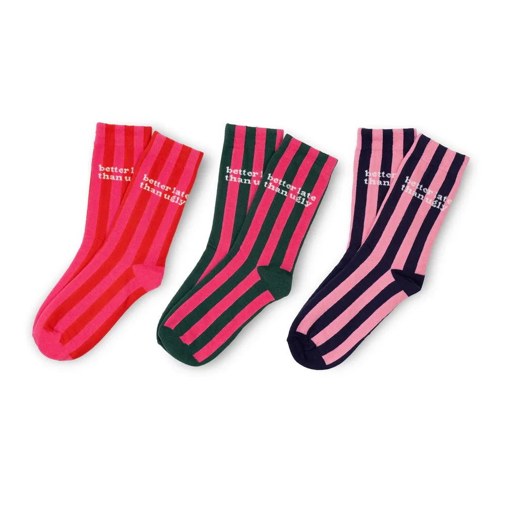 "Better later than Ugly" Socks (Set of 3) - Fisura