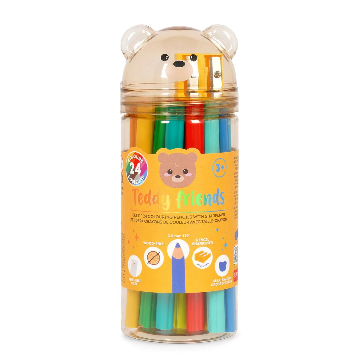 Set de 24 Crayons de Couleur avec Taille-crayon - Teddy Friends - Legami
